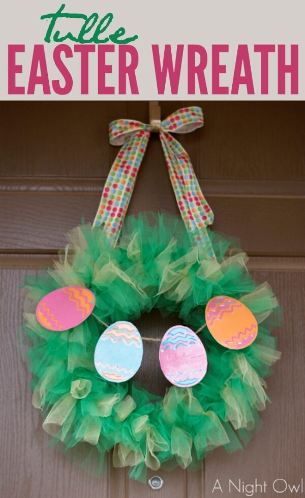 Tulle Easter Wreath - A Night Owl Blog