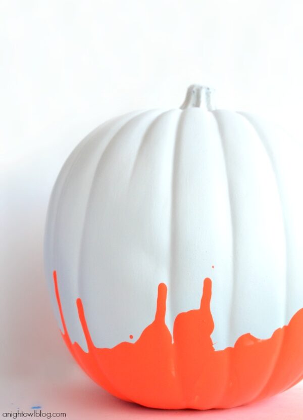 Neon Paint Dipped Pumpkins - A Night Owl Blog