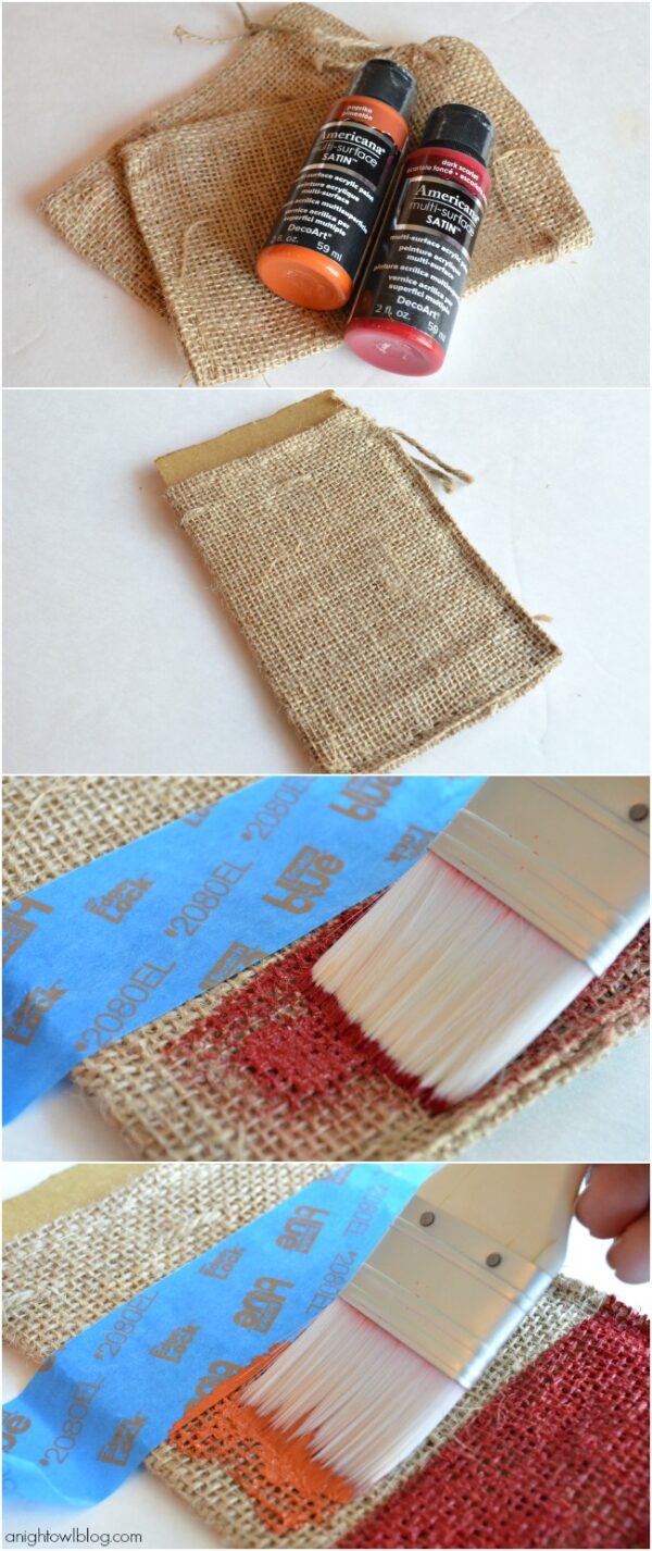 Painted Burlap Thanksgiving Place Settings - A Night Owl Blog