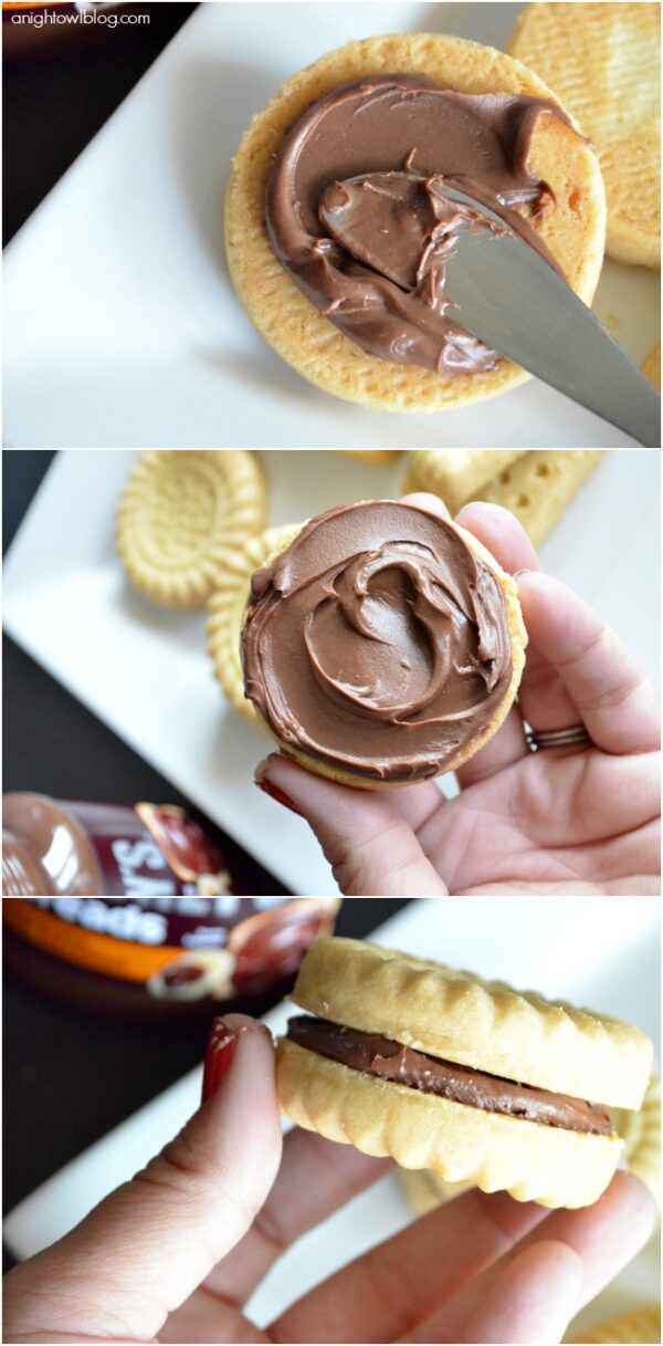 Easy Shortbread Sandwich Cookies with Hershey’s™ Spreads - A Night Owl Blog