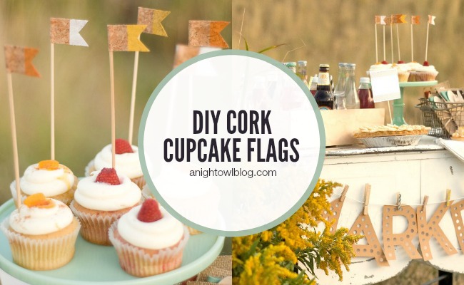 DIY Cork Cupcake Flags | Autumn Market - A Night Owl Blog