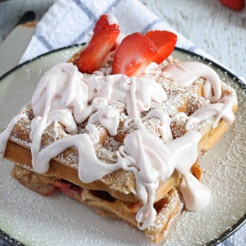 Strawberry Waffles with Strawberry Whipped Cream - A Night Owl Blog