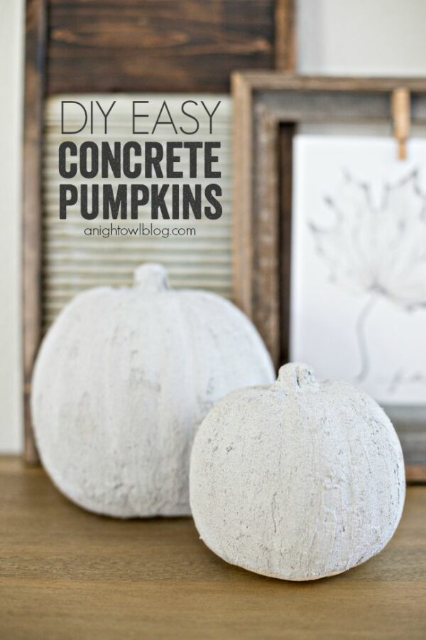DIY Easy Concrete Pumpkins - A Night Owl Blog