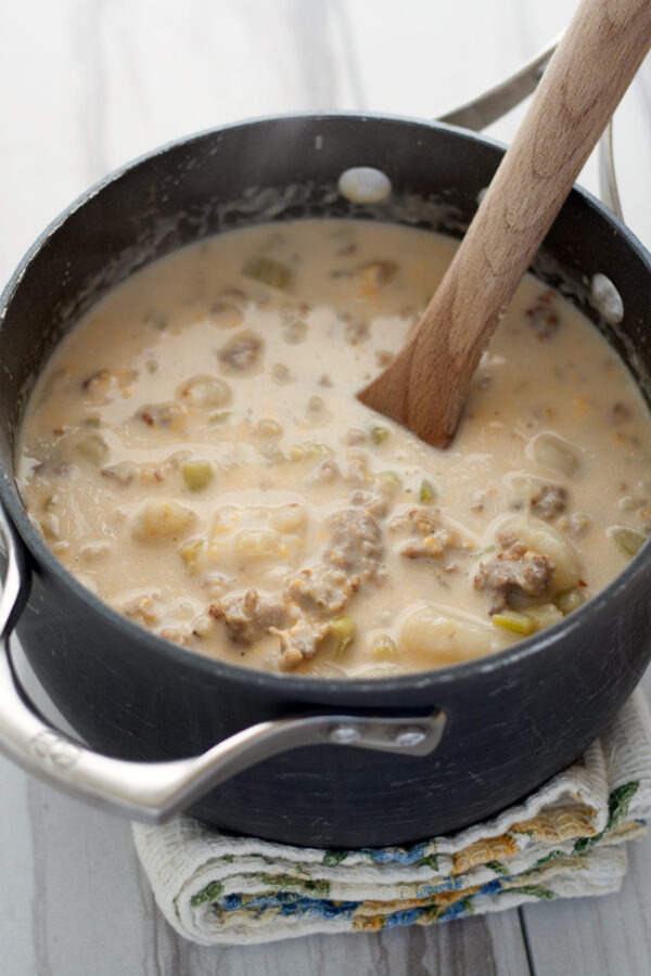 Cheesy Italian Sausage Potato Chowder - A Night Owl Blog
