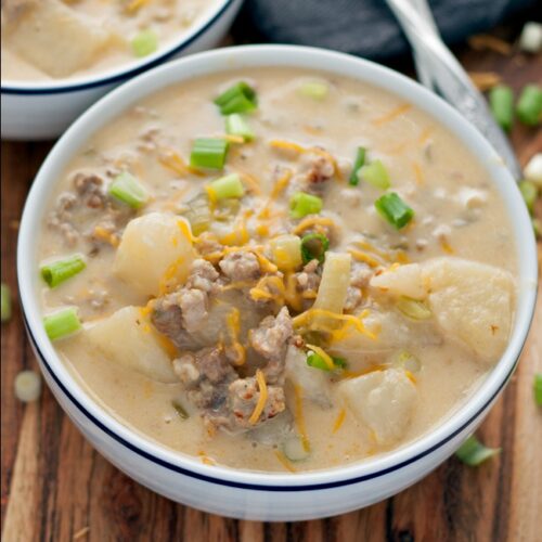 Cheesy Italian Sausage Potato Chowder - A Night Owl Blog
