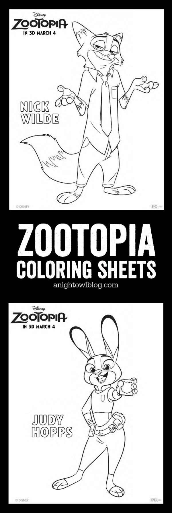Zootopia Coloring Sheets - A Night Owl Blog