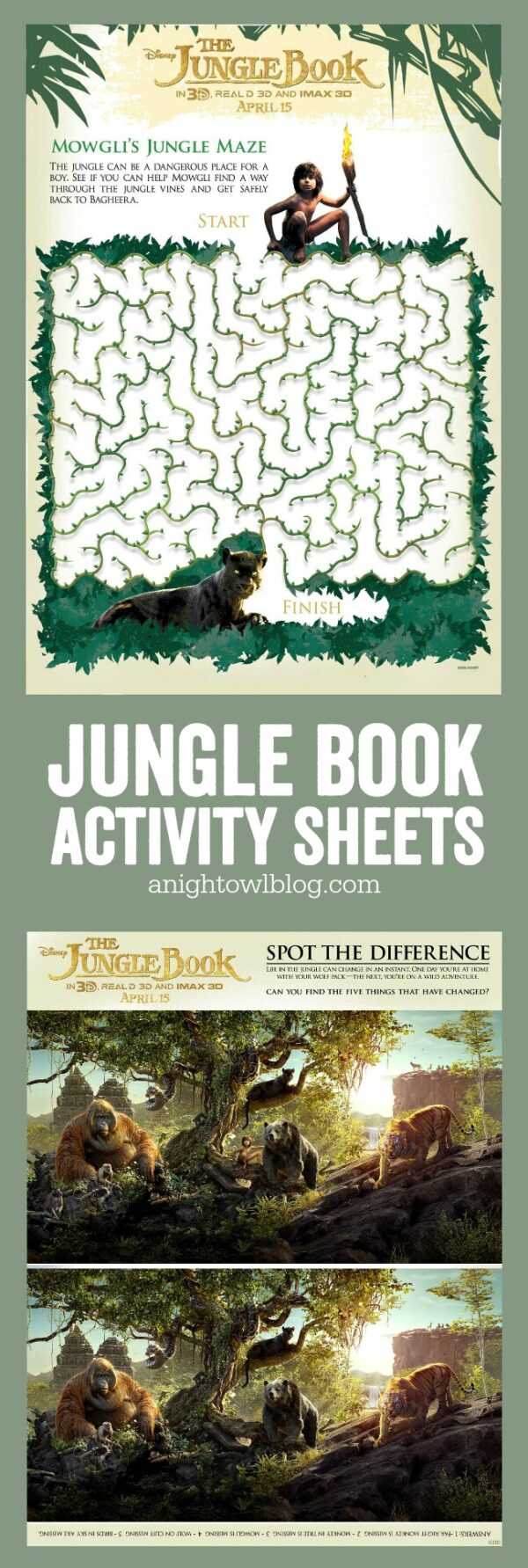 The Jungle Book Activity Sheets - A Night Owl Blog