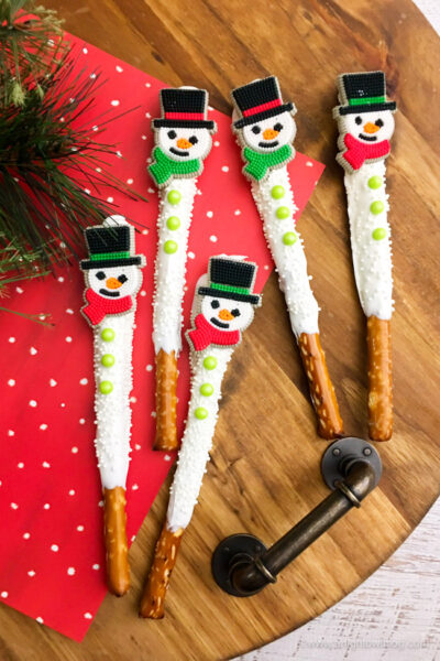 Pretzel Rod Snowman Treats - A Night Owl Blog